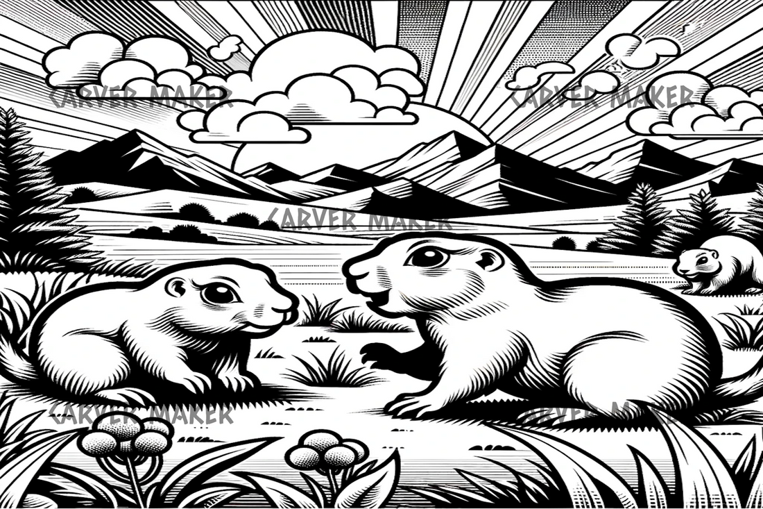 Prairie Dogs Playing Cartoon - ART - Laser Engraving – Carver Maker